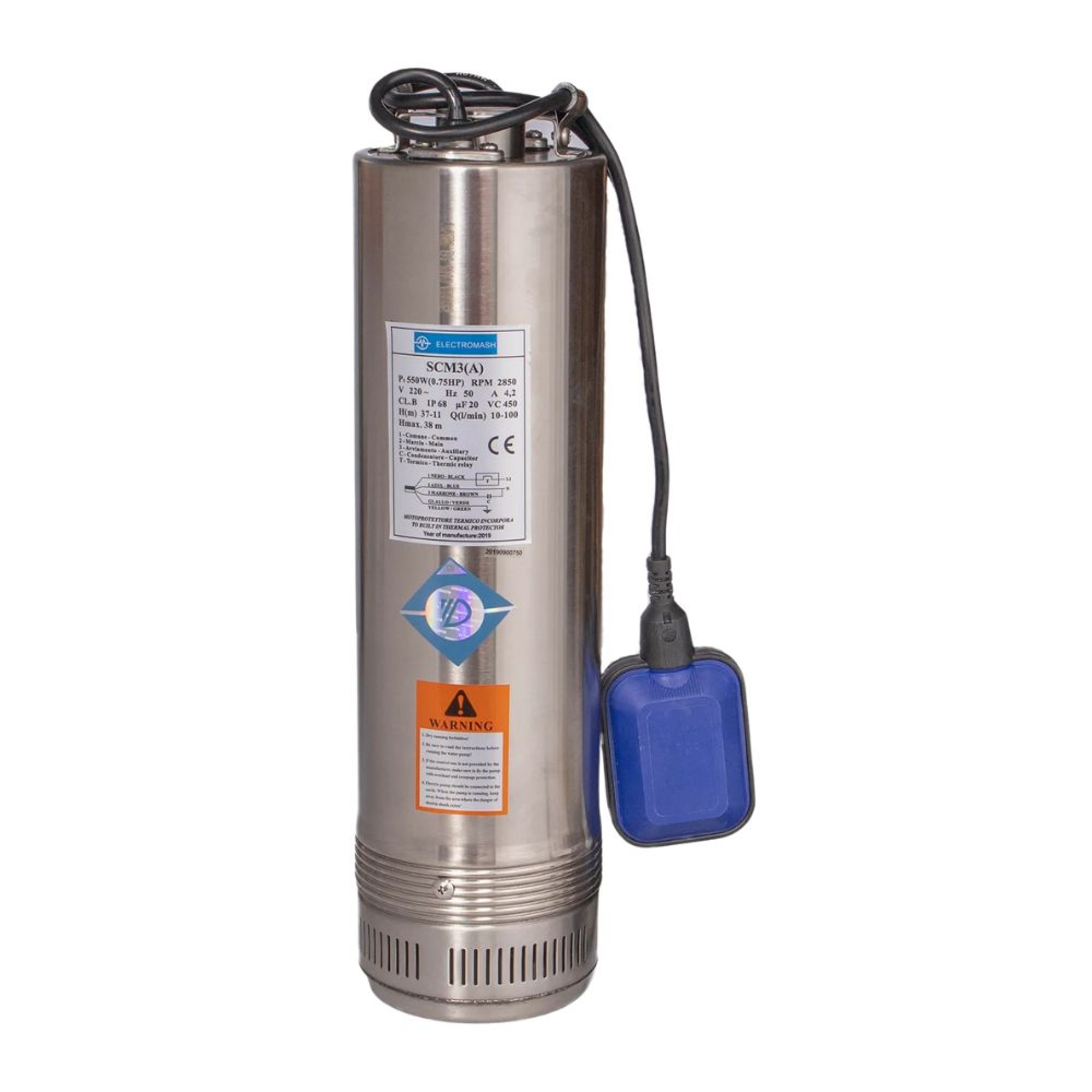 Submersible pump with external float Electromash SCM 3 PVC impeller ...