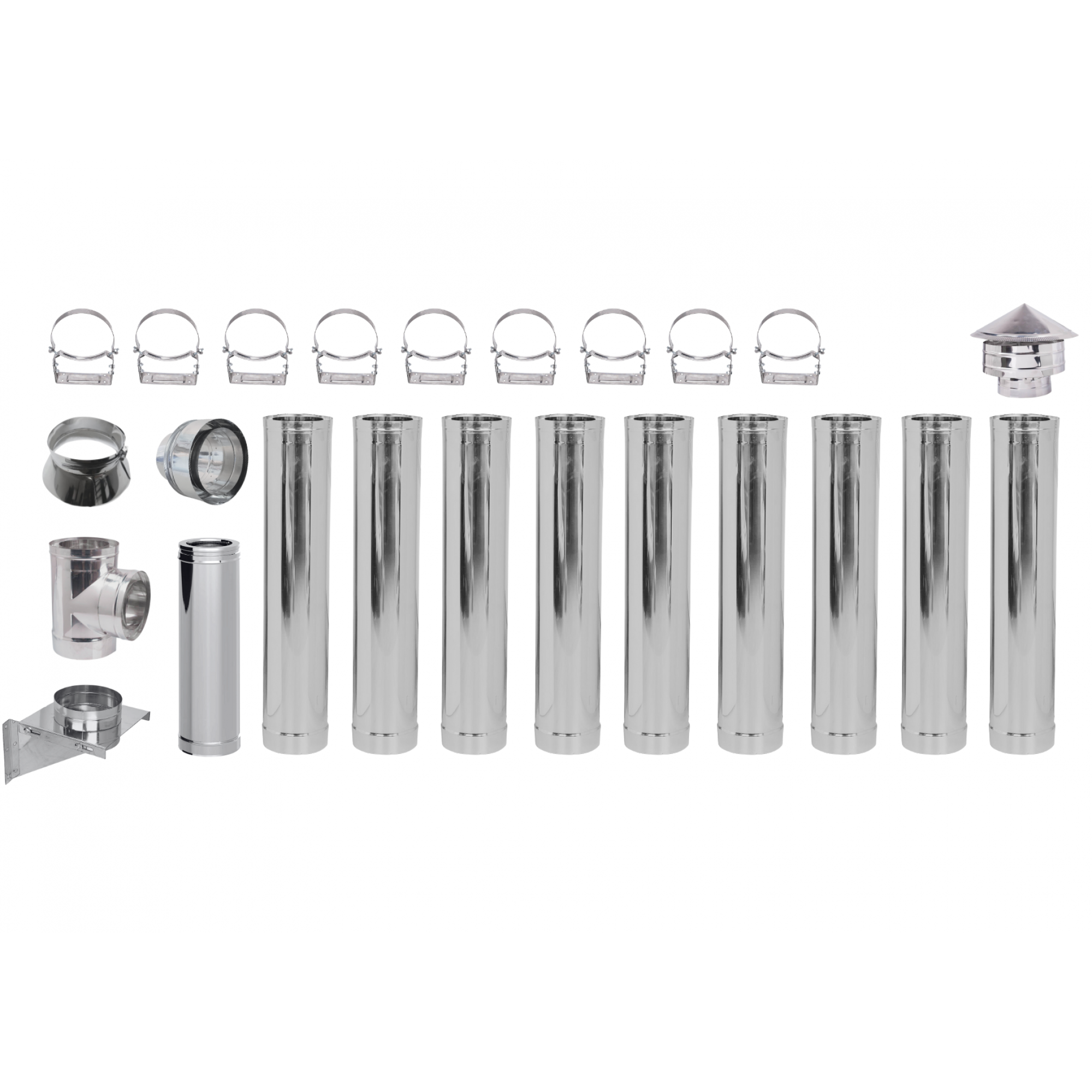 Flue kit for pellet stove, Stainless steel, Insulated, Ф80 (inner ...