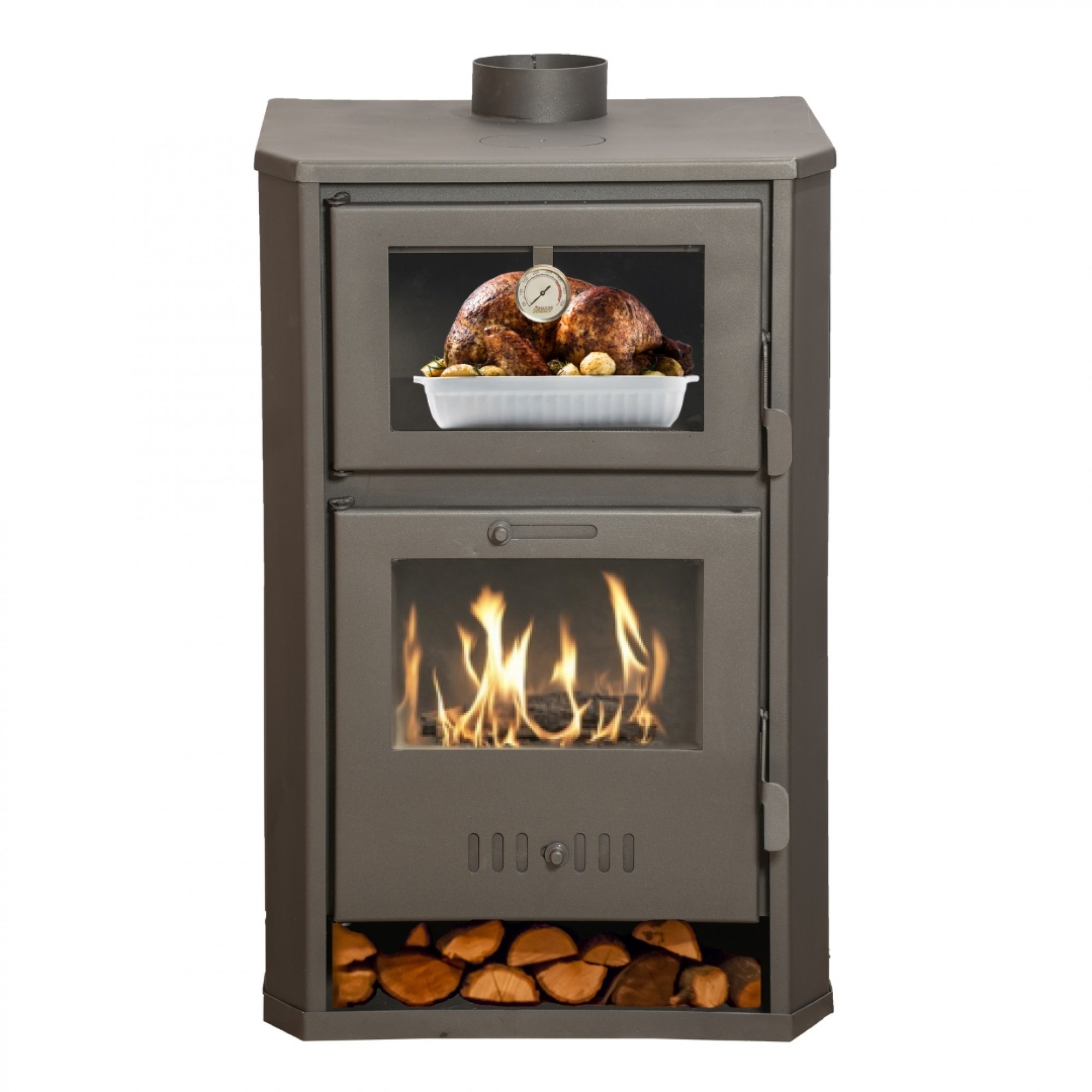 Wood burning stove with back boiler and oven Balkan Energy Suzana ...