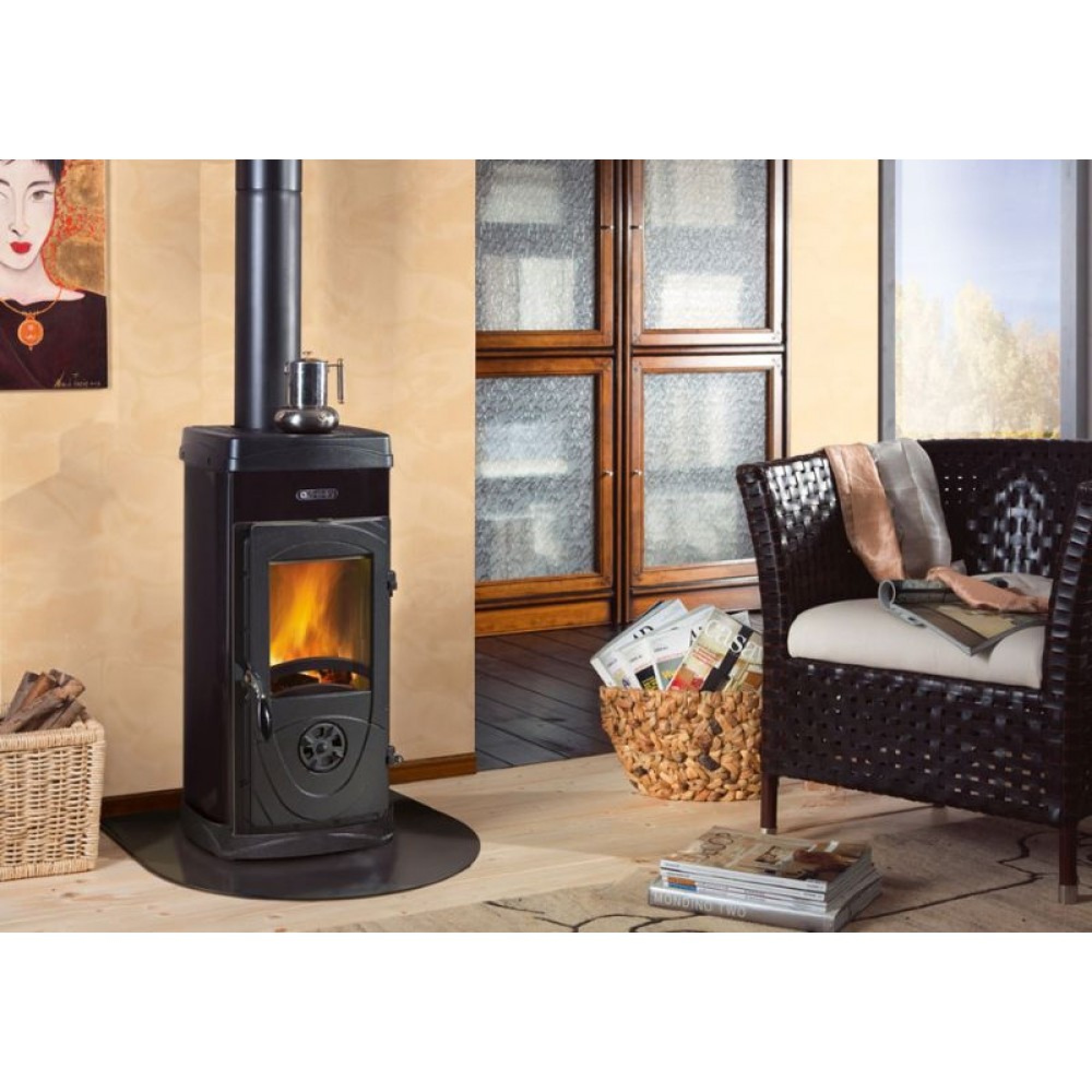 Italian cast iron wood burning stove La Nordica Super Junior black, 5 ...