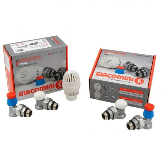 Kit Giacomini thermal head, axial thermal valve and shut-off valve 1/2 ...