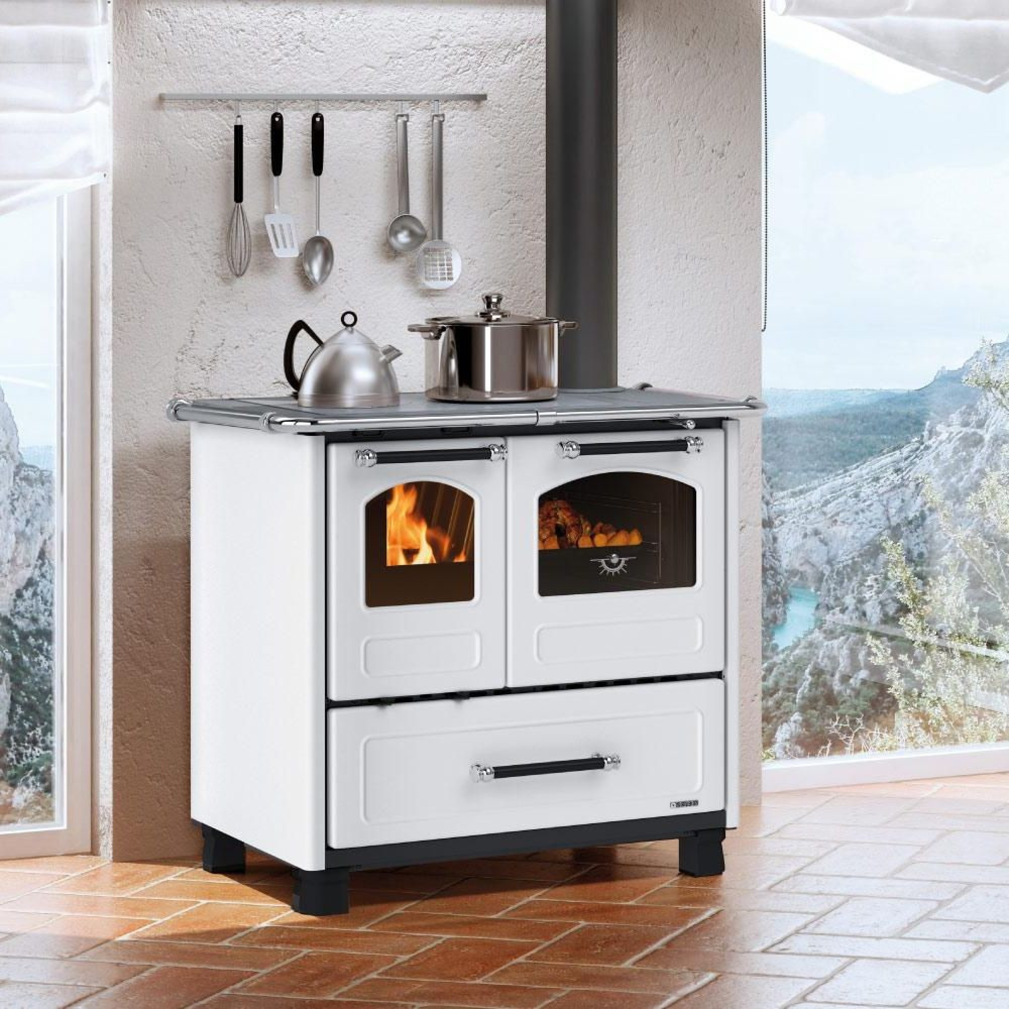 Italian wood cooker stove La Nordica Family 4.5 white, 7.5kW – Best ...