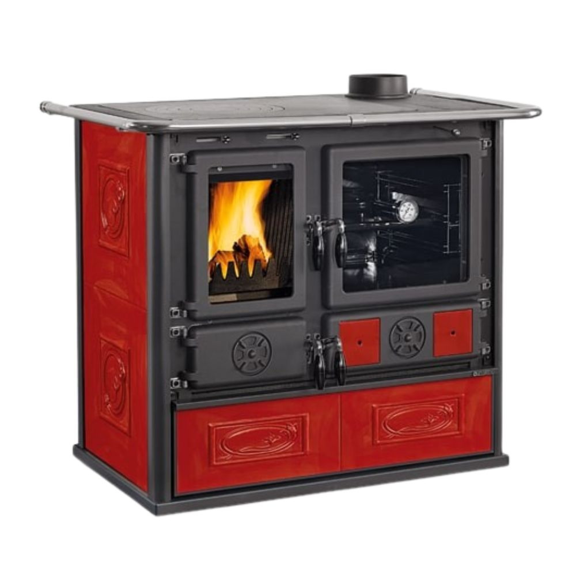 Italian wood cooker stove La Nordica Rosa, red, 8.8kW – Best Price ...