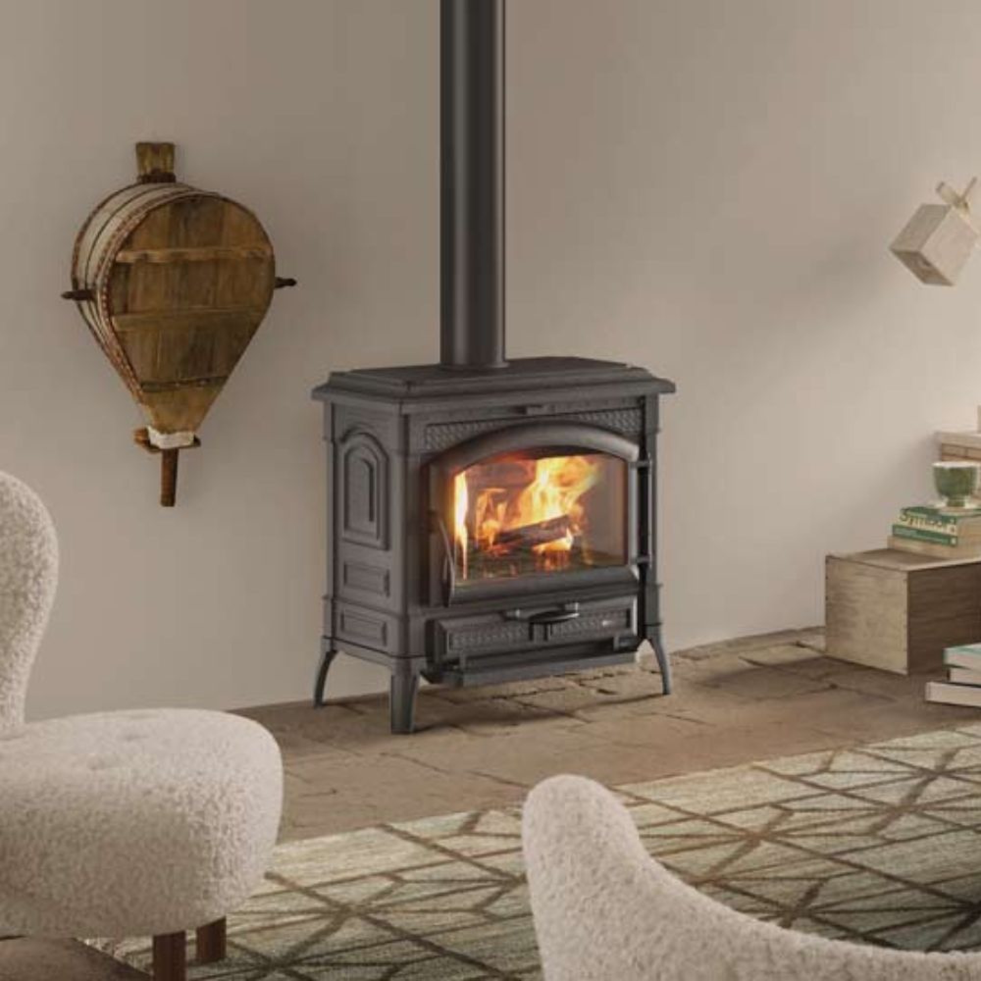ᐉ Italian cast iron wood burning stove with back boiler La Nordica TermoIsotta D.S.A., 15.0kW ...