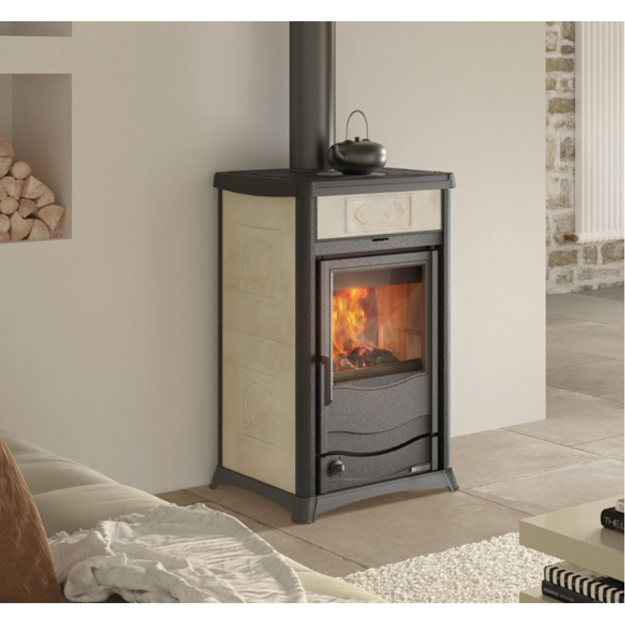 Italian wood burning stove with back boiler La Nordica Termorossella ...
