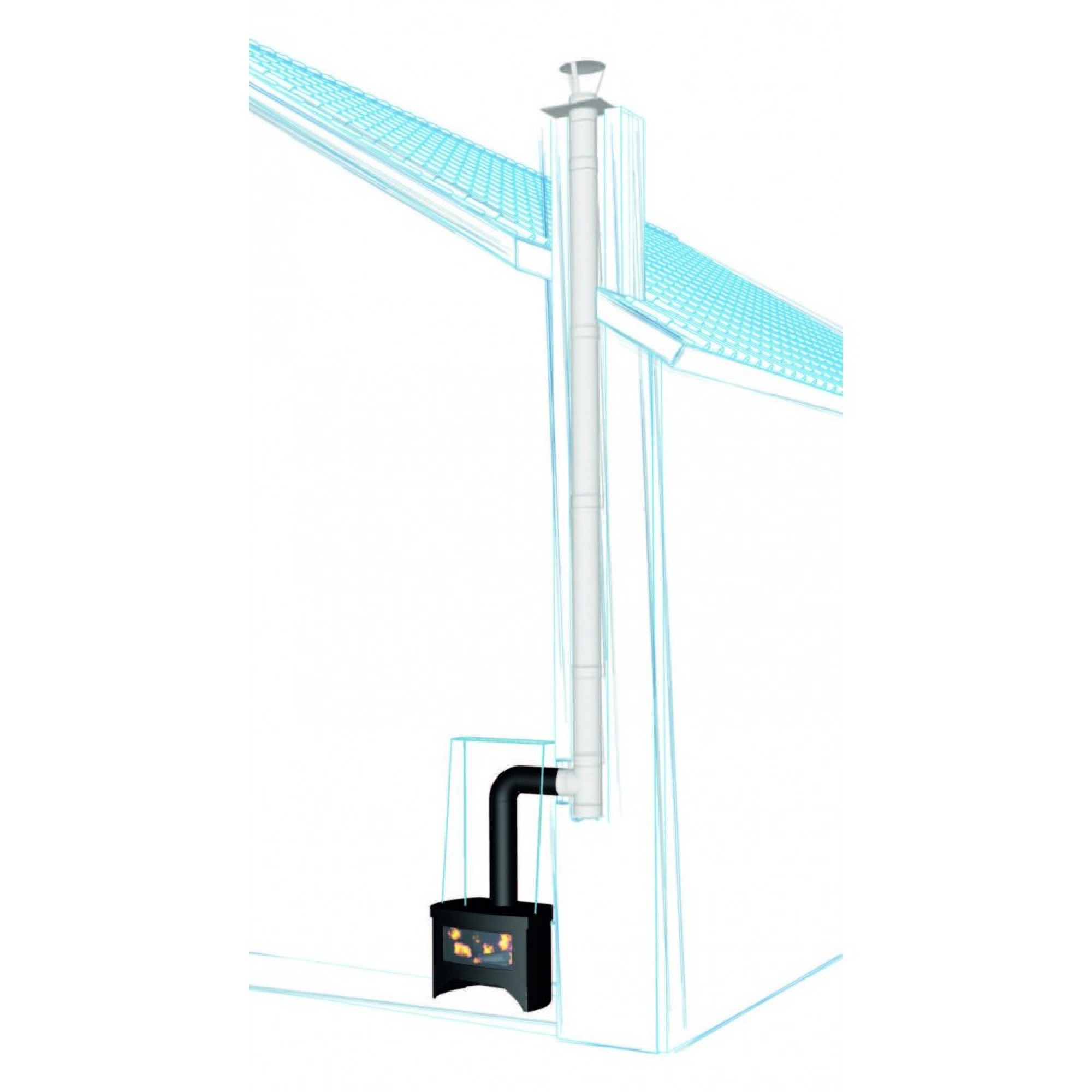 Black steel flue pipe PARKANEX with damper, Straight, Length 0.25m ...