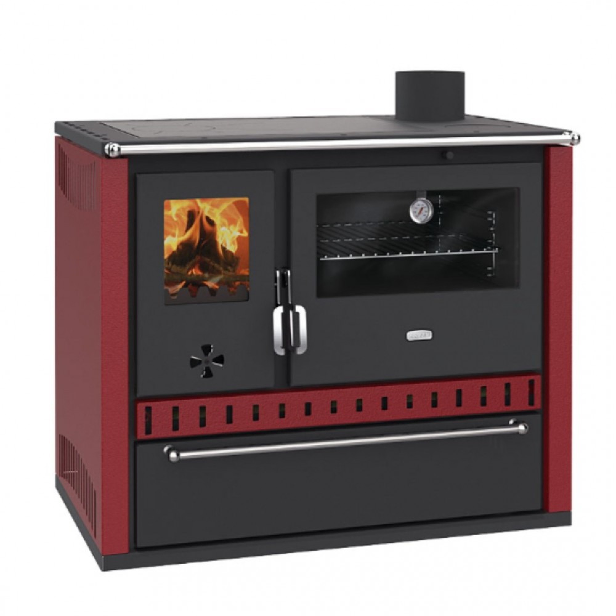 ᐉ Wood cooker stove Prity GT Red, with drawer, 15 kW – Top Prices | BalkanEnergy.NET