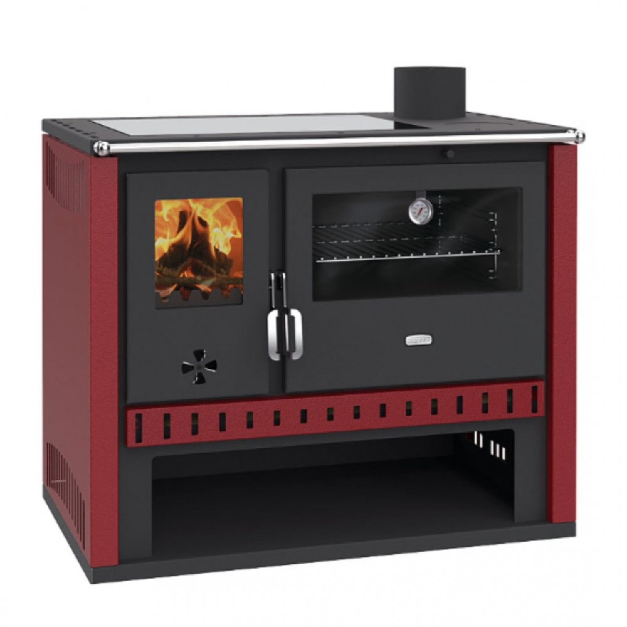 ᐉ Wood cooker stove Prity GT Red, with glass ceramic hop, 15 kW – Top Prices | BalkanEnergy.NET