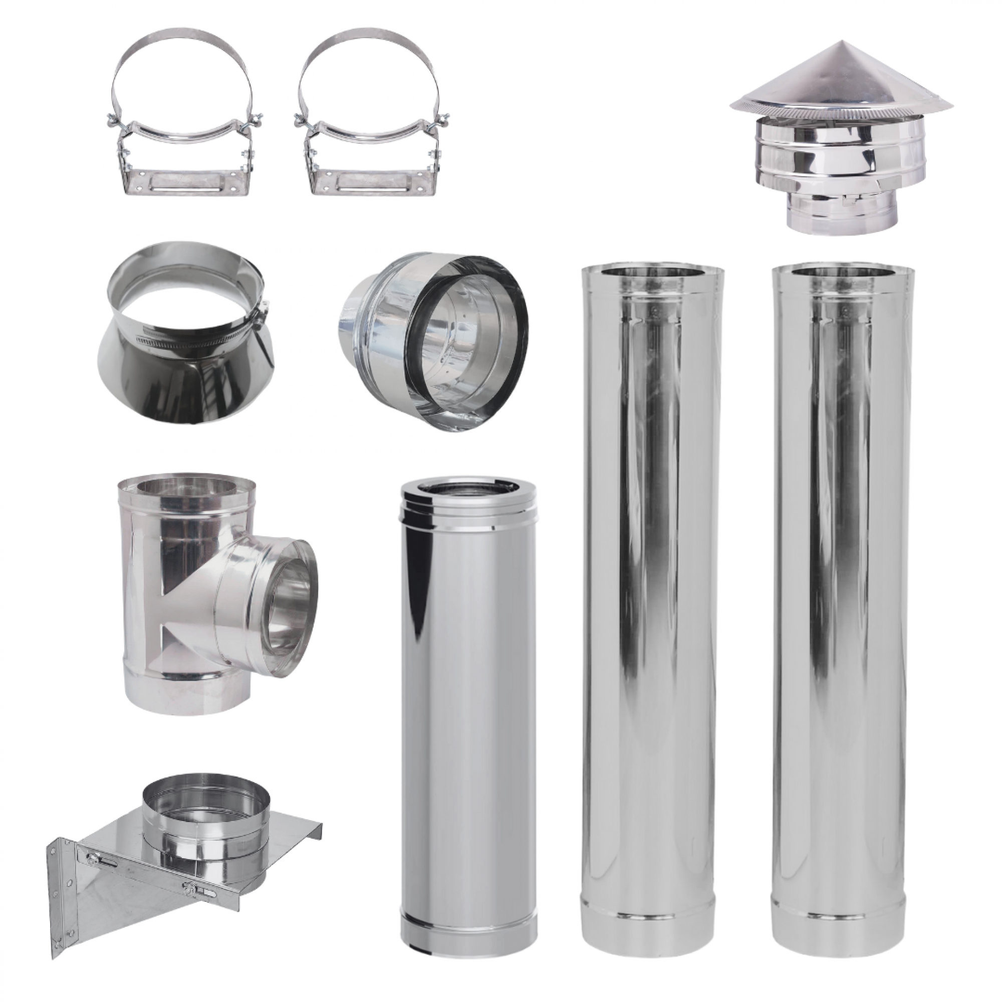 Flue kit for pellet stove, Stainless steel, Insulated, Ф80 (inner ...