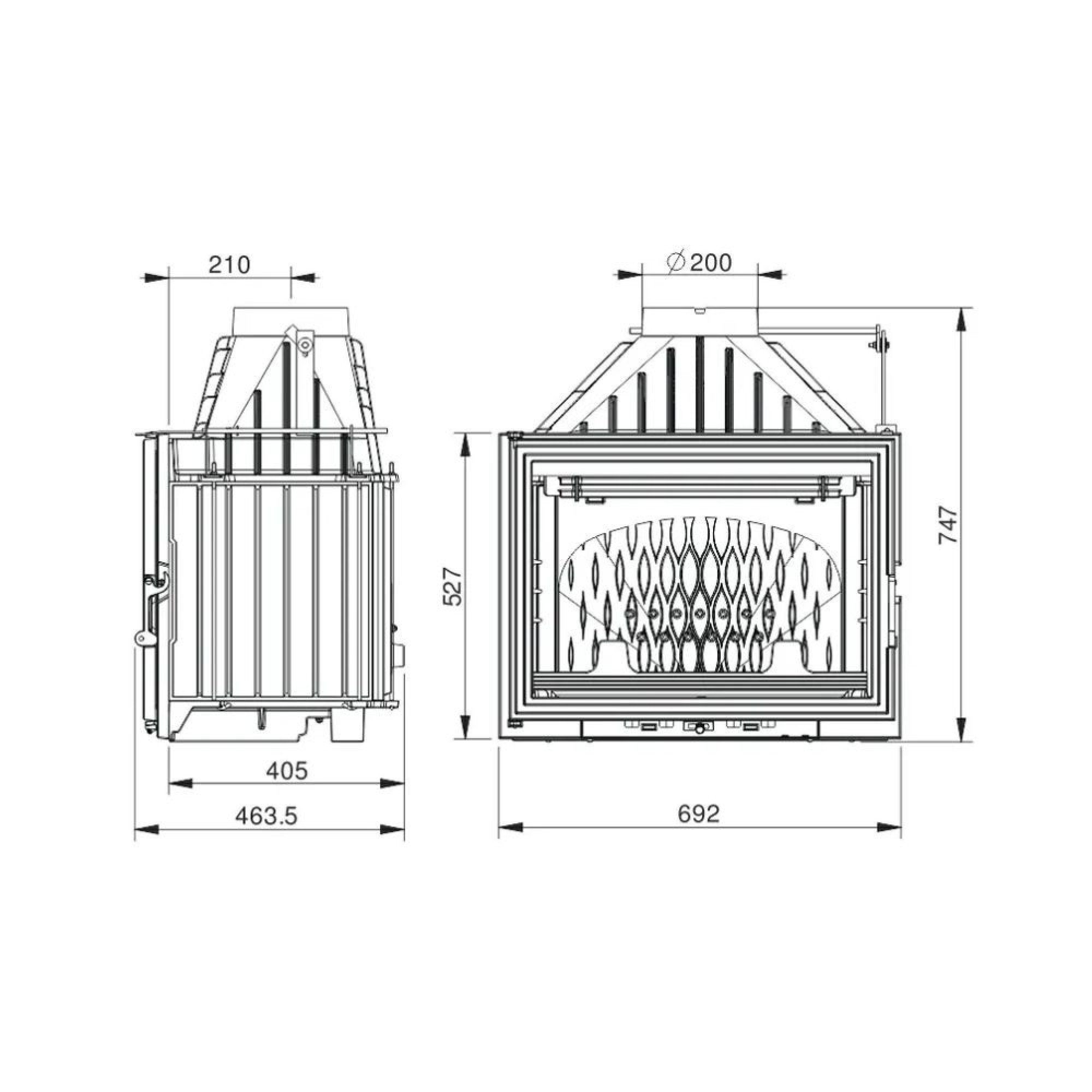 Wood Burning Fireplace UNIFLAM 700 LUX ECO with damper and air supply ...