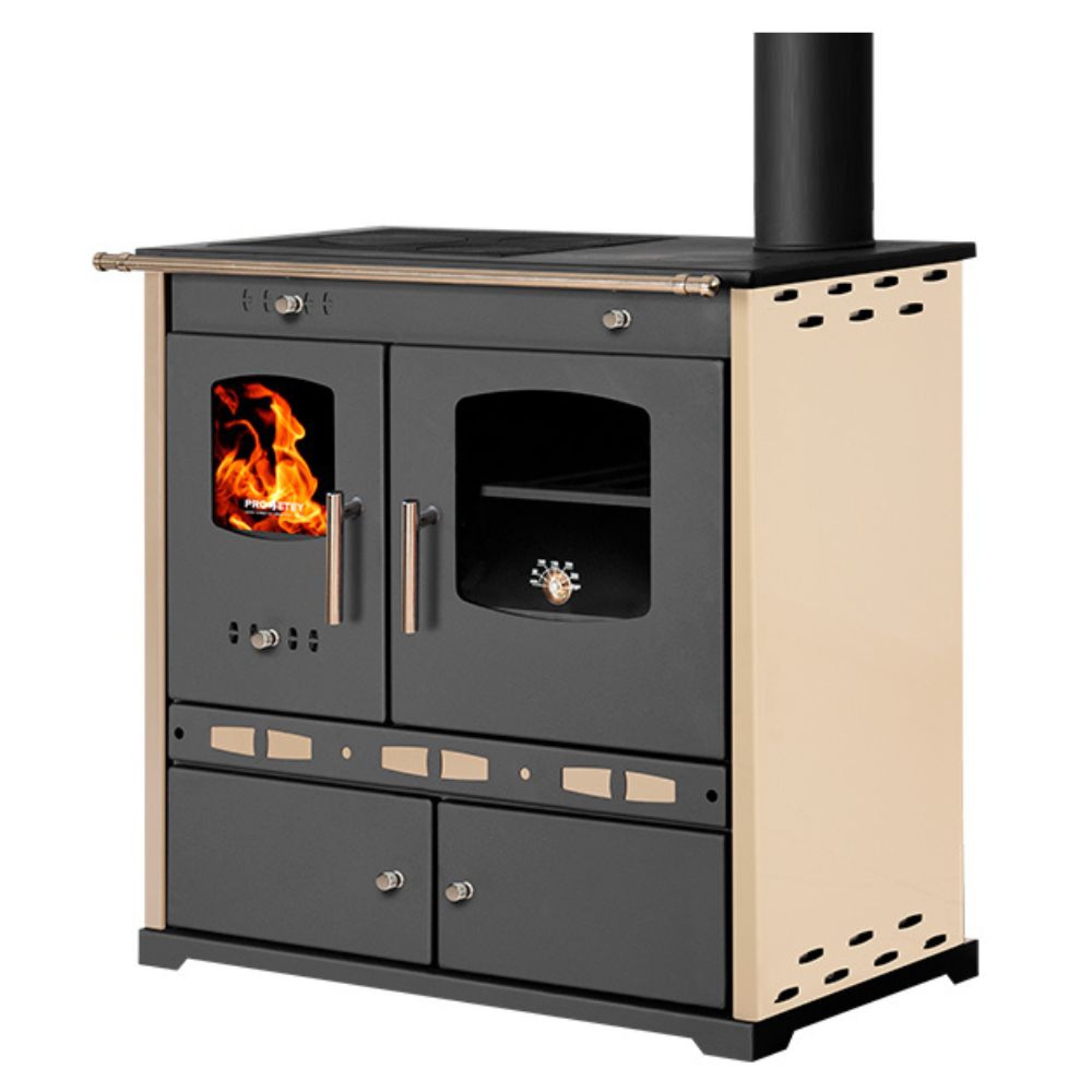 Wood cooker stove Prometey Perfect Eco Lux, ivory, 7.1kW – Best Price ...