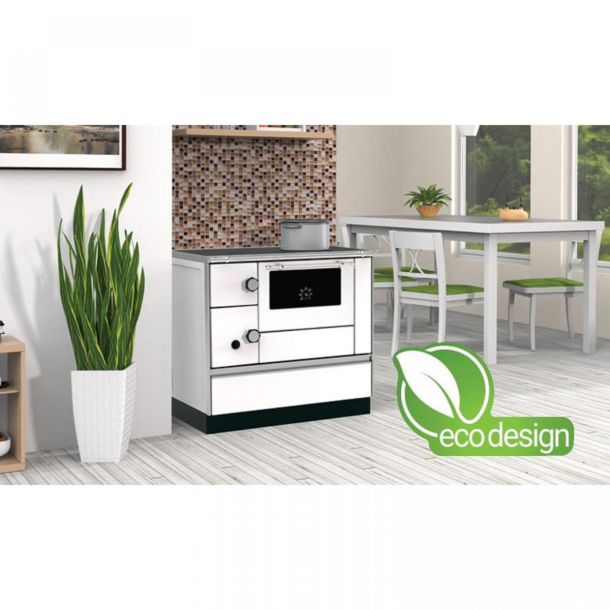 Wood cooker stove Alfa Plam Alfa 90 H Favorit White Right, 6.4kW – Best ...