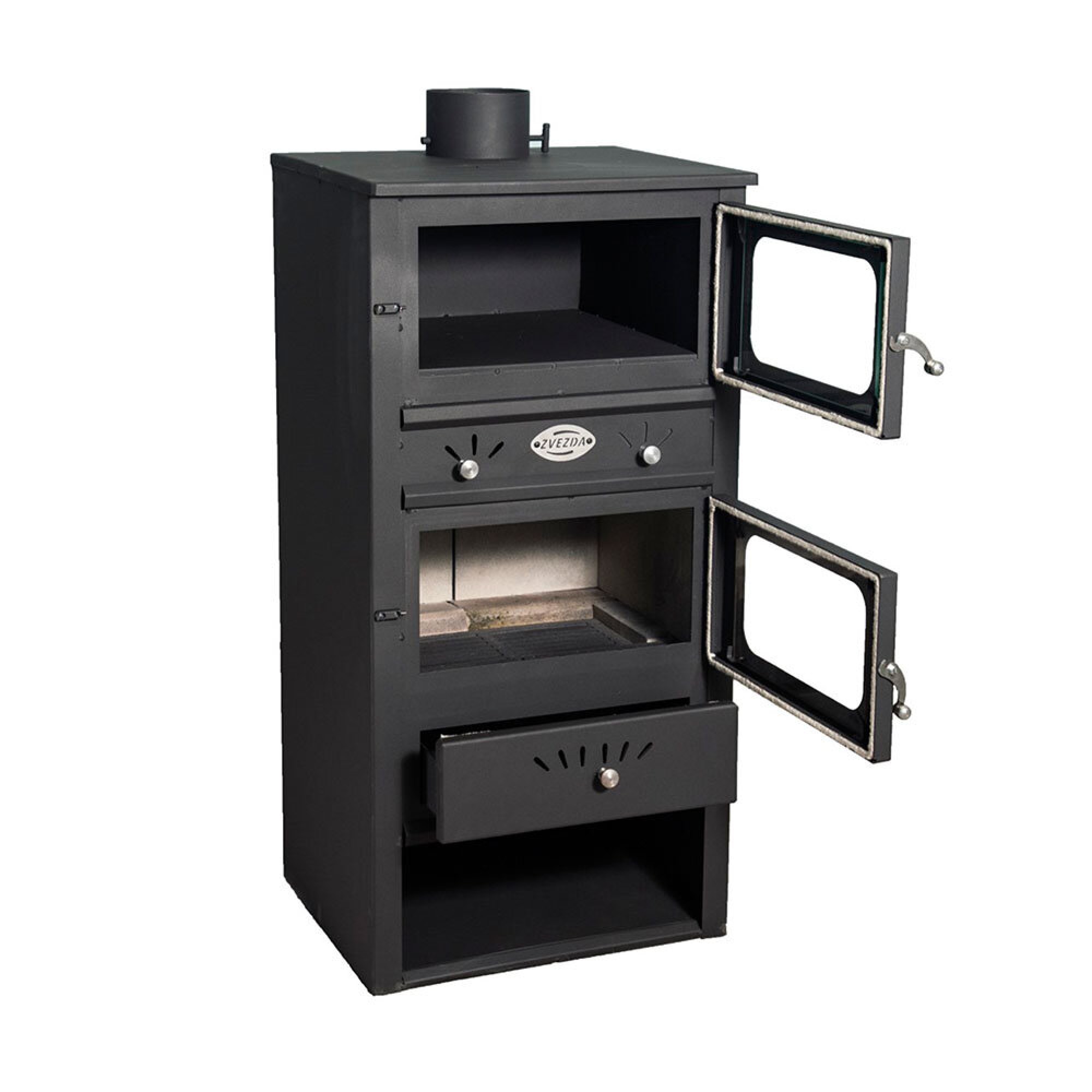 Wood burning stove with oven Zvezda MF 10, 7.6kW, Log – Best Price ...