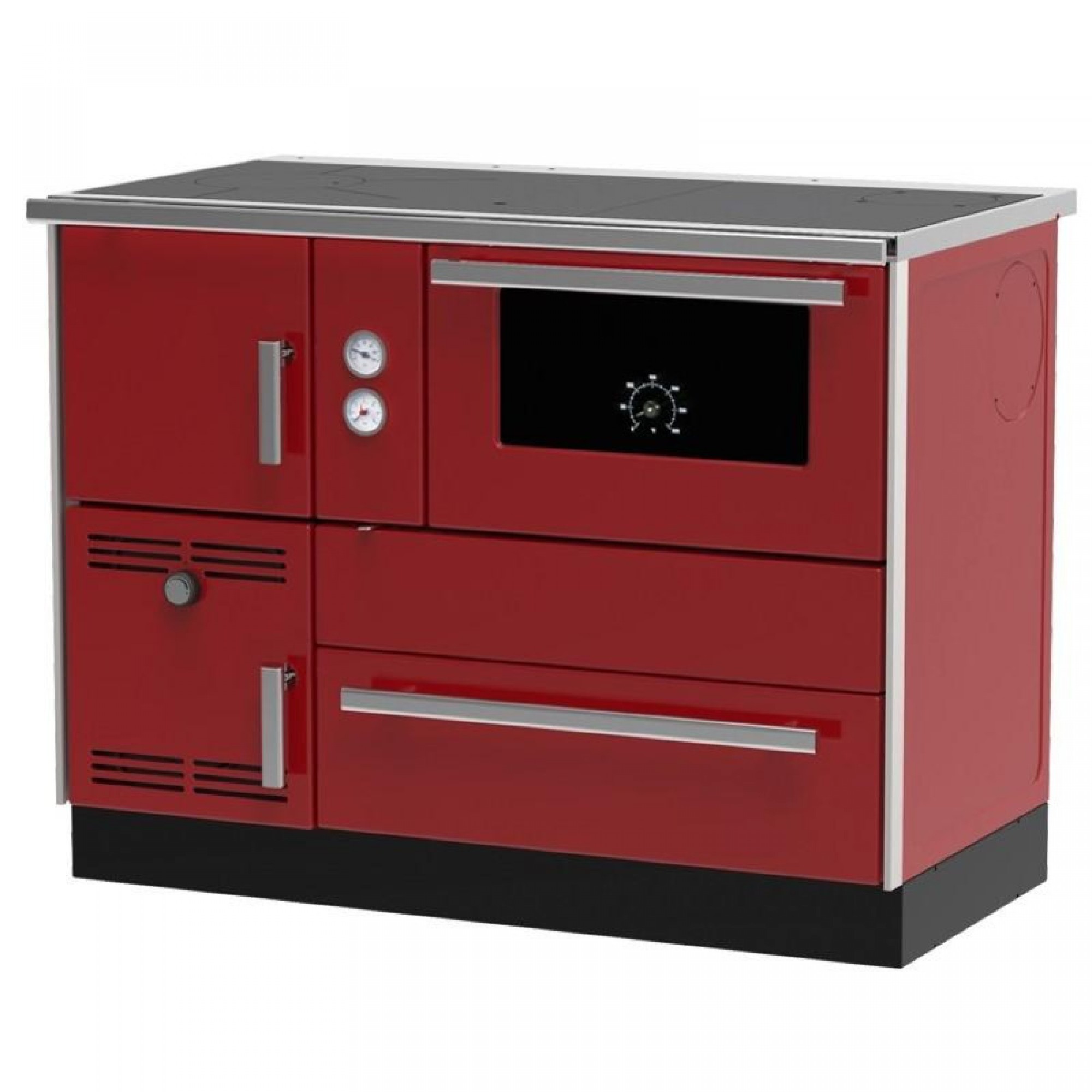 ᐉ Wood cooker stove with back boiler Alfa Plam Alfa Term 35 Red-Right, 32kW – Top Prices ...