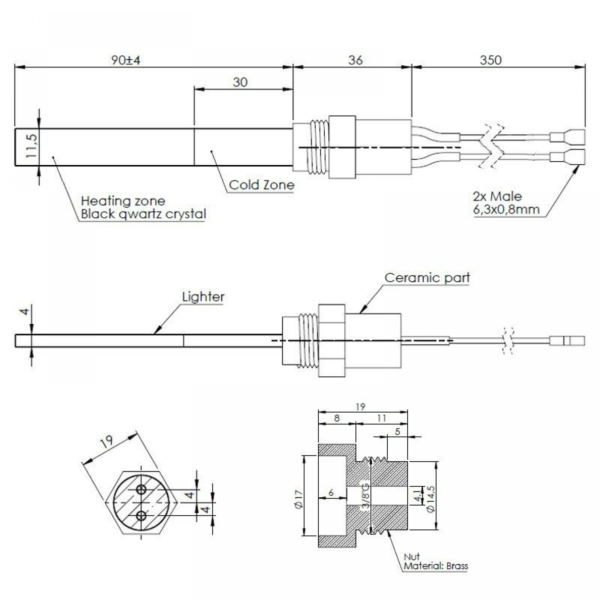 Low-voltage igniter / heating element for pellet stoves Eco Spar ...