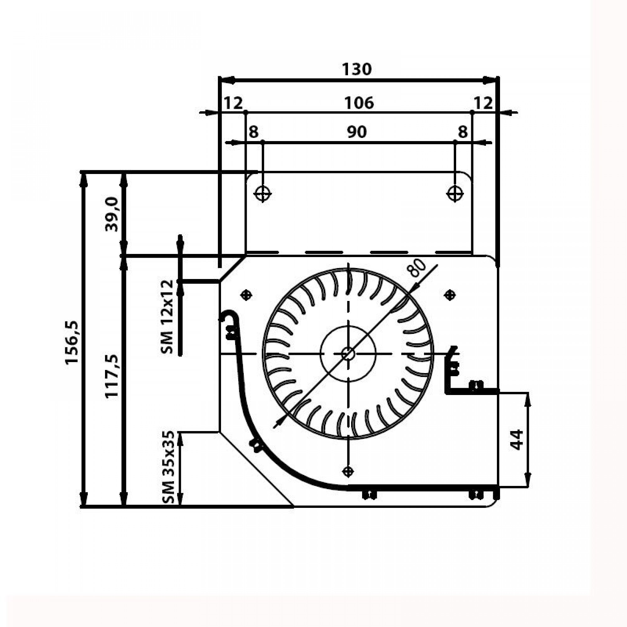 Tangential fan Fergas for pellet stoves Edilkamin and others with Ø80 ...